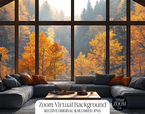 Zoom Background Cabin Virtual Background Fall Trees Backdrop Zoom Image