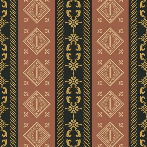 Indonesia Batik Songket Pattern Fabric Print Vector Image