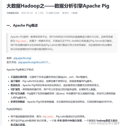 大数据数据流分析和处理的工具pig从入门到精通！