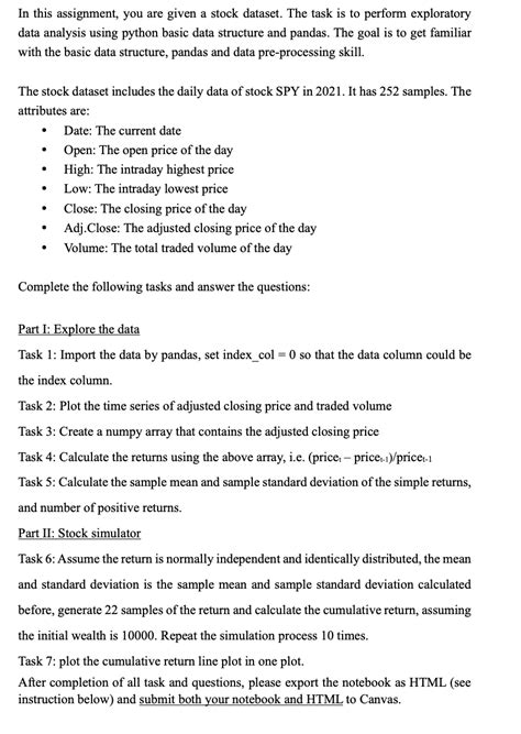 Solved In This Assignment You Are Given A Stock Dataset