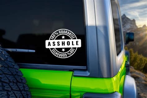 100 Guarantee Asshole Vinyl Decal Etsy