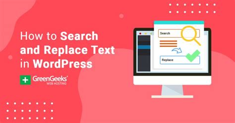 how to search and replace text in wordpress greengeeks