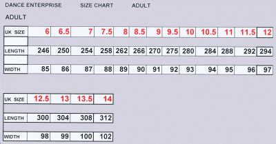 Ballet Size Chart Adults Dance Enterprise