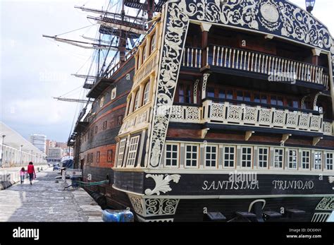 Replica Of The Square Rigged Sailing Ship Santisima Trinidad Alongside