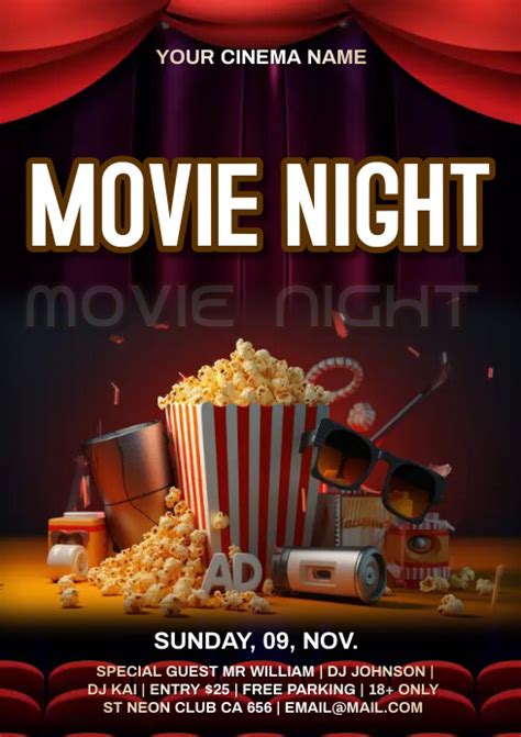 Plantilla De Movie Night Cinema Postermywall