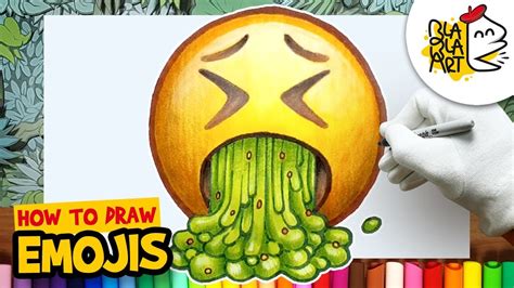 How To Draw The Face Vomiting Emoji Awesome Emoji Drawing Step By