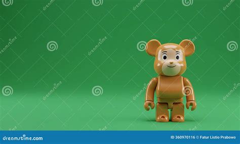 Standing Bearbrick Figurine On Green Background For Toy Or Collectible