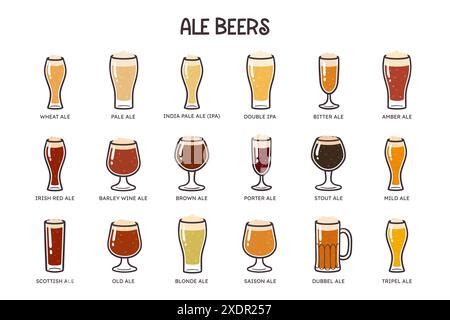 Beer Icon Set 18 Different Types Of Lager Beers Served In Different