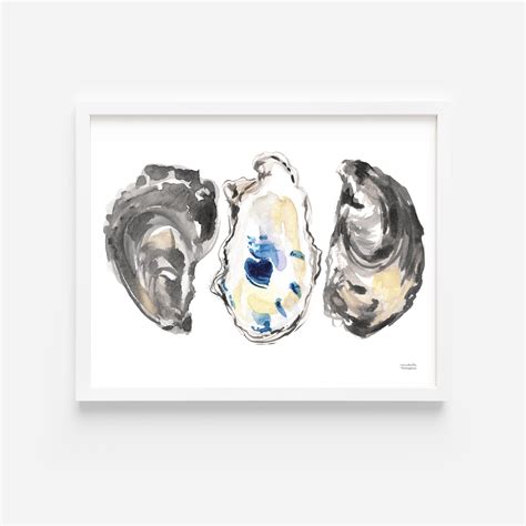 Watercolor Oysters No 8 Art Print Watercolor Oyster Print Michelle