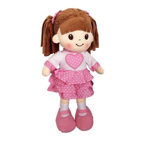 Muñeca De Trapo Y Tela Lorena Color Rosa Vestido Con Corazón Linzy Toys