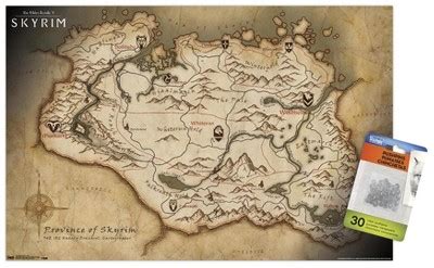 Trends International The Elder Scrolls V Skyrim 2011 Map Unframed Wall Poster Print Clear