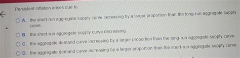 Solved Persistent Inflation Arises Due Toa ﻿the Short Run