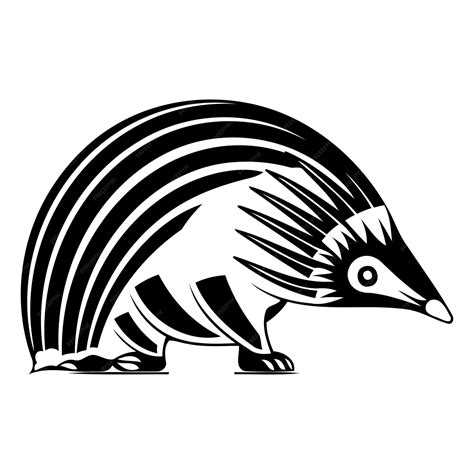 A Stylized Black And White Illustration Of A Spiky Echidna Perfect For