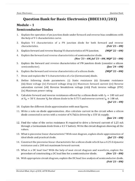 Basic Electronics Question Bank Pdf