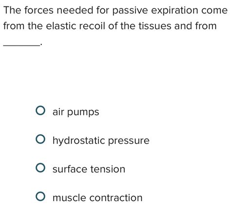 Solved The Forces Needed For Passive Expiration Come From The Elastic