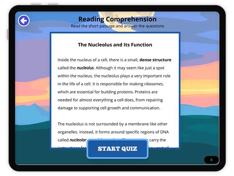 The Nucleolus And Its Function Interactive Workybooks Reading Passage With Quiz For