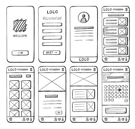 Sketch Ui 템플릿 벡터 Freepik에서 무료 고품질 벡터를 다운로드하세요 Freepik