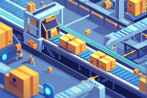 Automated Conveyor Belt With Packages Sorting System Logistics