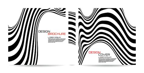 흑백 줄무늬 미래 지향적 인 라인 브로셔 템플릿 웨이브 잡지 포스터 책 프리젠 테이션 광고 추상 벡터 배경입니다 텍스트 디자인 표지 3차원 형태에 대한 스톡 벡터 아트 및