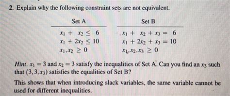 solved 2 explain why the following constraint sets are not