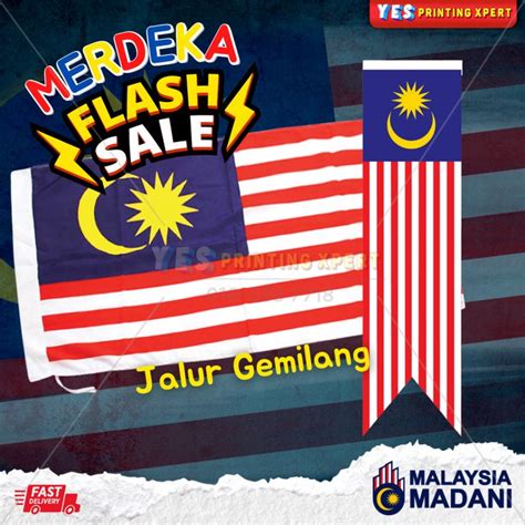 Bendera Jalur Gemilang 3x6 Dan 4x2 Bendera Bunting Jalur Gemilang