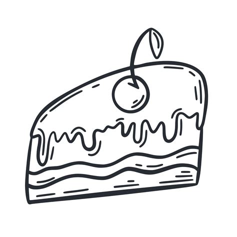 Piece Cake Doodle Image 14457006 Vector Art At Vecteezy
