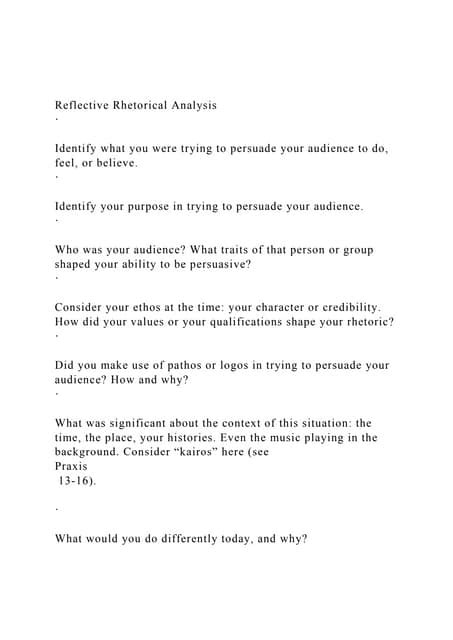 Reflective Rhetorical Analysis·identify What You Were Tryidocx