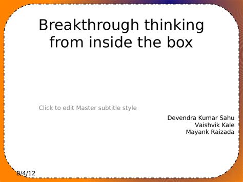 Systematic Inventive Thinking Pdf Brainstorming Thought