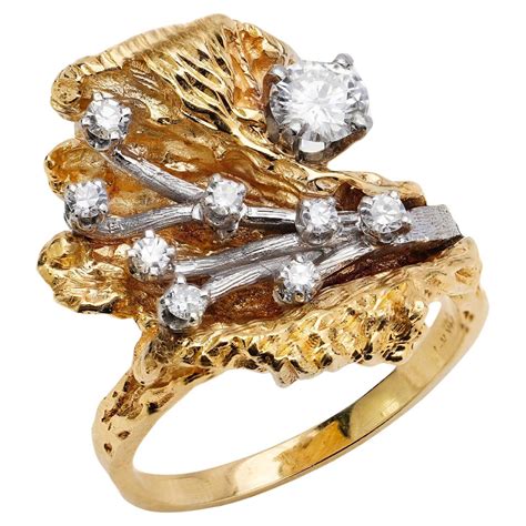Vintage 14 Karat Gold Diamond Victorian Flower Floral Ring For Sale At 1stdibs Victorian
