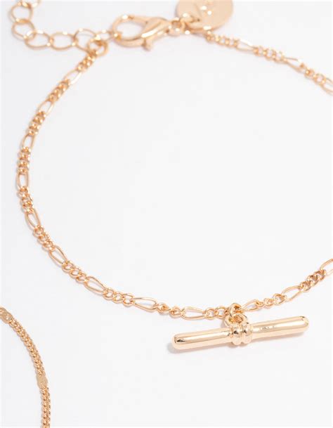 Gold T Bar Bracelet Pack Lovisa