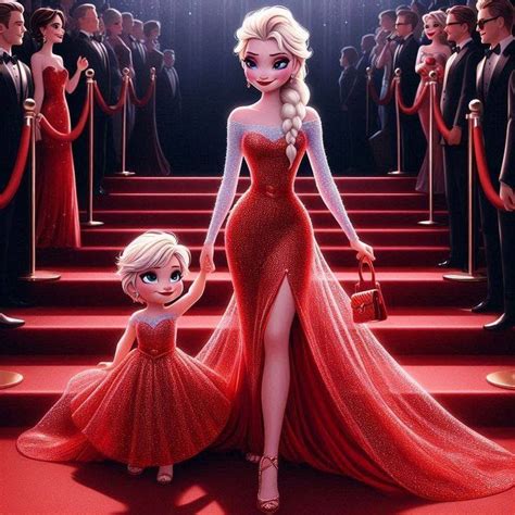 Disney Frozen Ll Elsa And Her Daughter Wear Red Dresses Facebook