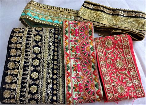 Indian Assorted Embroidered Trims Decorative Laces Sari Etsy