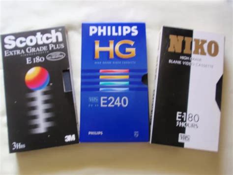 3 X Vhs Video Cassette Tapes Used E240 X 1 And E 180 X 2 Philips