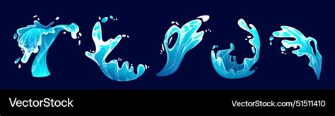 Cartoon Water Splash Set Royalty Free Vector Image