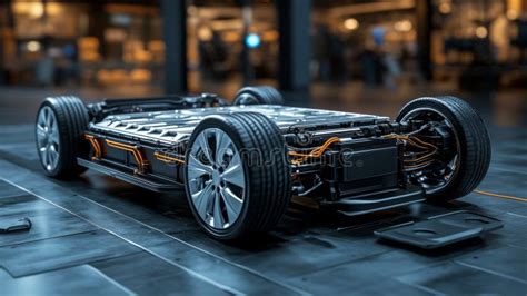 A Detailed View Of An Electric Car Chassis Showcasing Battery