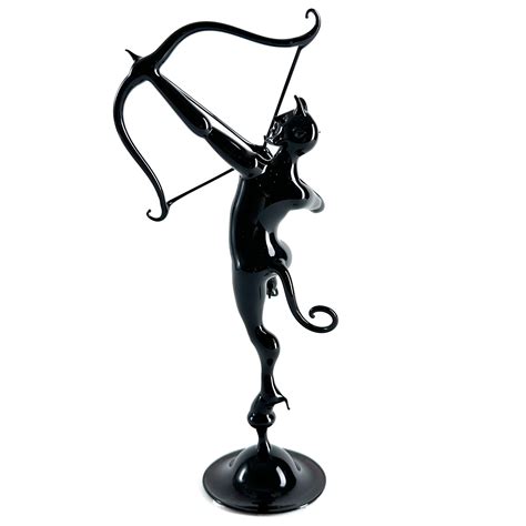 Black Devil With Bow And Arrow Murano Glass Sculpture Art Glass Figurines