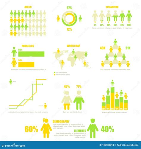 Set Of Infographic Demography Elements Stock Vector Illustration Of