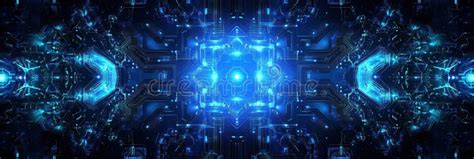 Futuristic Deep Blue Neural Network Patterns With A Central Node Cluster In A Cutting Edge