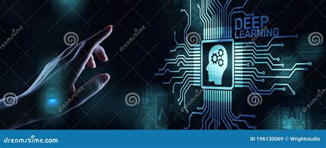 Deep Machine Learning Artificial Intelligence Ai Technology Concept On Virtual Screen Stock