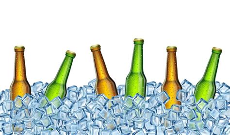 Beer Bottles On Ice Realistic Vector Illustration 601113 Vector Art