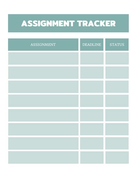 White And Pastel Green Minimalist Assignment Tracker Student Schedule