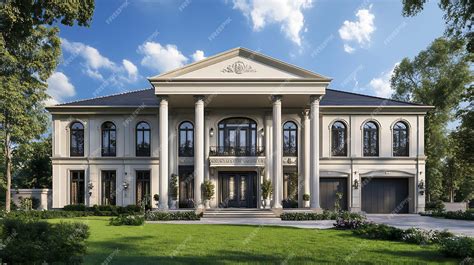 Neoclassical Home Exterior Design Grand Front Elevation Timeless Architecture Comprehensive Cad