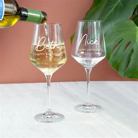 Personalised Happy Birthday Wine Glass By Jungley