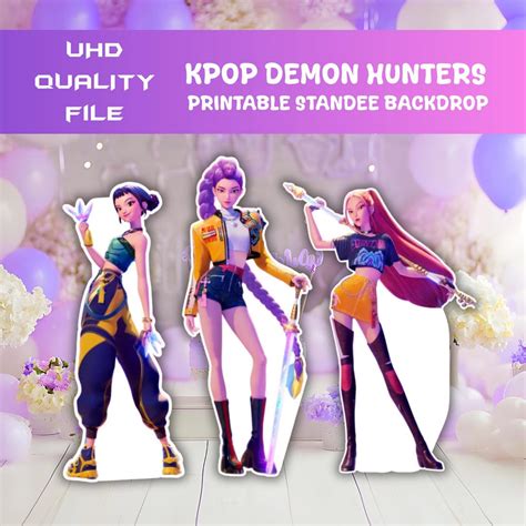 Printable Kpop Demon Hunters Standee Cut Outs Huntrix Diy Cutout Party
