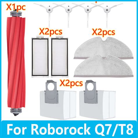 Roborock T8 Q7 용 헤파 필터 교체 로봇 진공 청소기 부품 메인 사이드 브러시 세척 가능한 걸레 천 액세서리