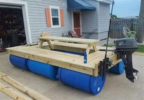 A Boat Made Of Wood And 55 Gallon Poly Drums Beginner Woodworking