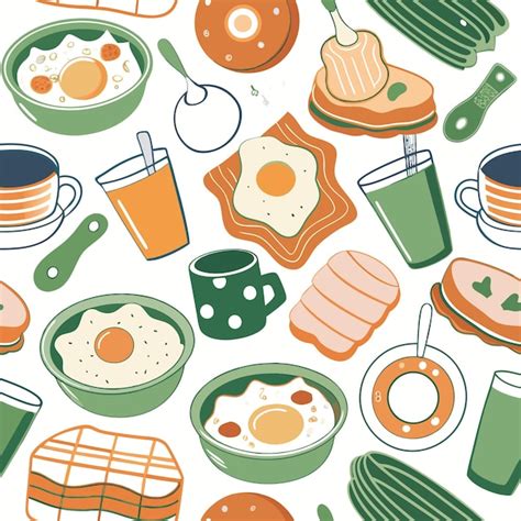 Premium Vector Seamless Pattern With Breakfast Food