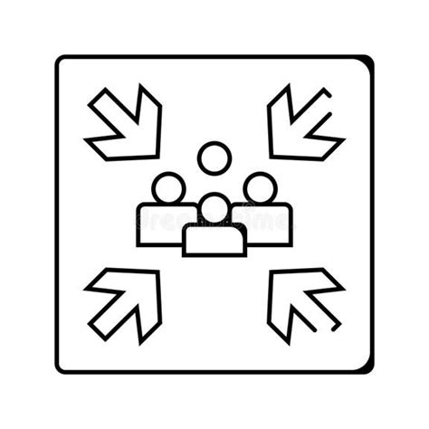 Fire Assembly Point Emergency Line Icon Vector Illustration Stock