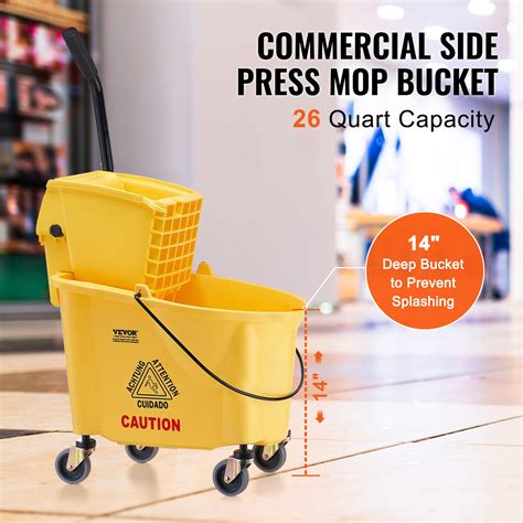 Vevor Mop Bucket With Wringer 26 Qt Commercial Mop Bucket With Side