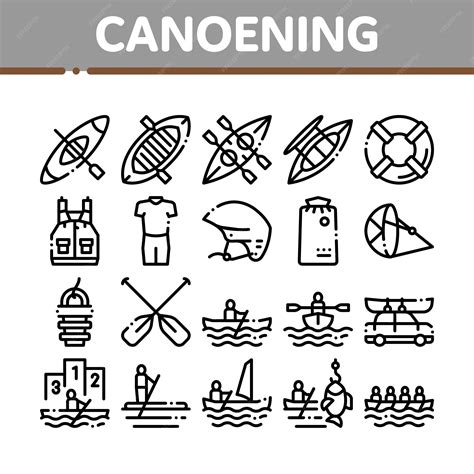 Premium Vector Canoeing Collection Elements Icons Set